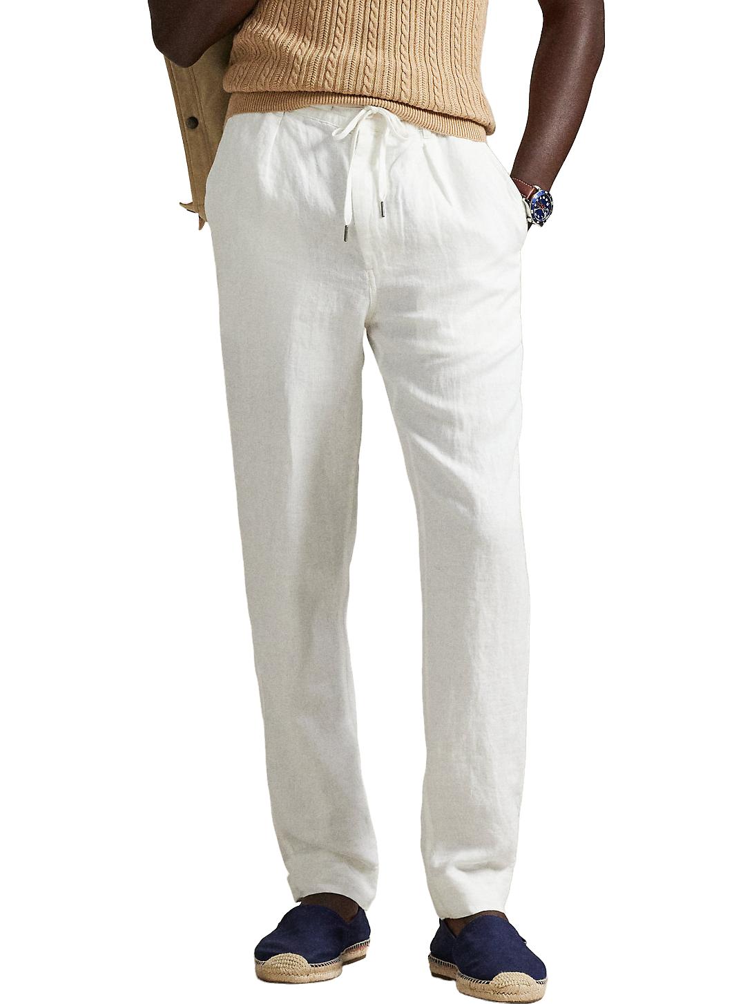 RALPH LAUREN Ralph Lauren Lateef Slim Tapered Fit Linen Pleated Pants